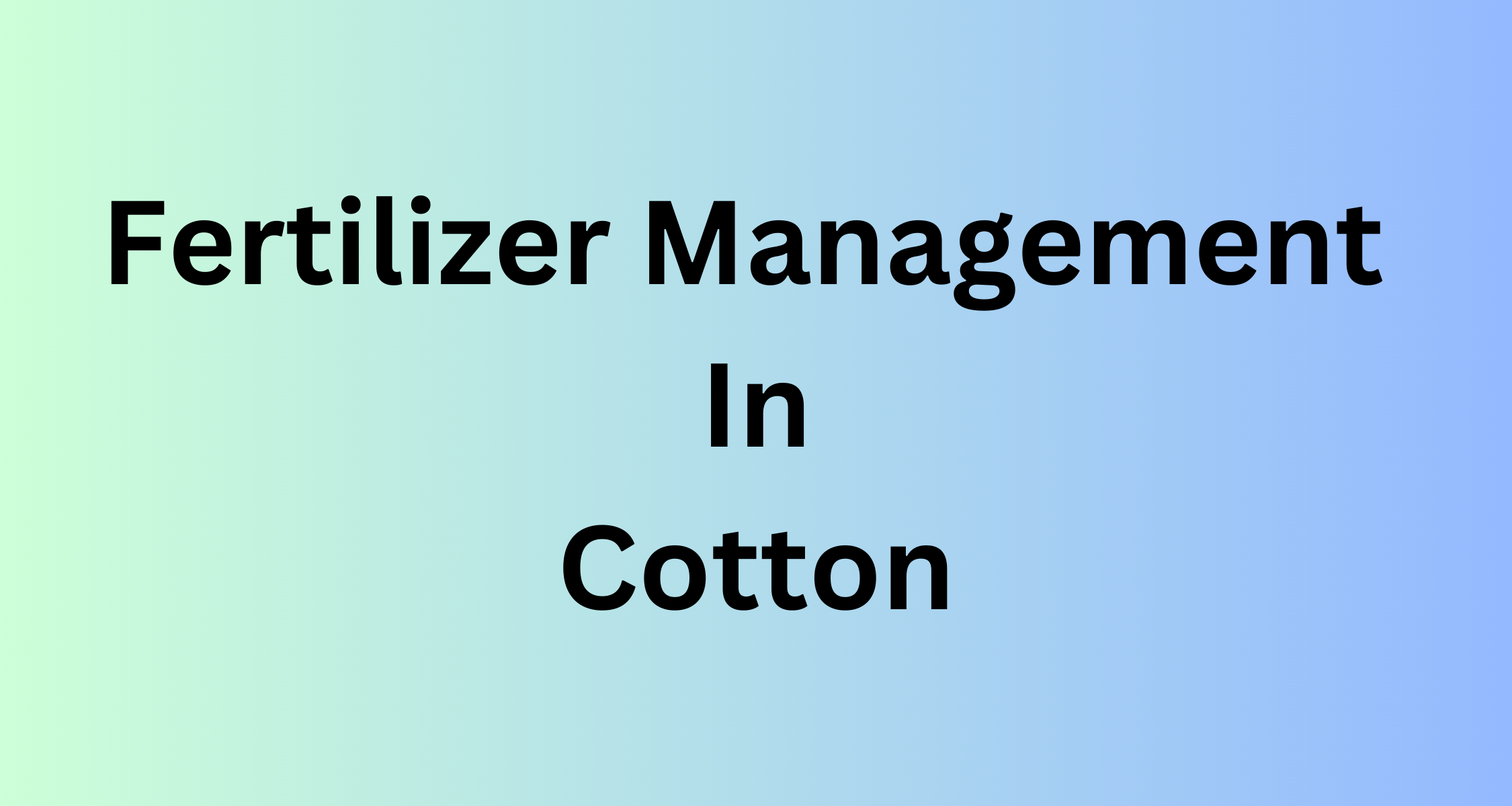 Fertilizer Management in Cotton