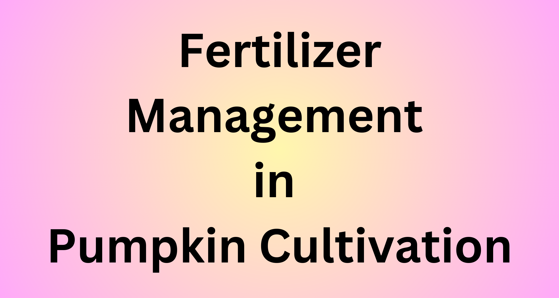 Fertilizer Management in Pumpkin Cultivation
